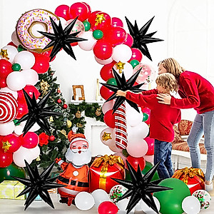 Black Star Balloons, 72 Pcs Big Black Starburst Foil Balloons, Spike Explosion Cone Mylar Balloons for Halloween Birthday Party Decorations Graduation