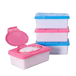 cdar Wet Tissue Storage Box,Wipes Dispenser Case,Baby Wipes Napkin Storage Case with Buckle Lid,Wipe Organiser Storage for Car Office Home Pink