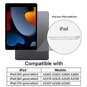 JETech Case for iPad 10.2-Inch (9th/8th/7th Generation, 2021/2020/2019) with Pencil Holder, Clear Transparent Back Shell Slim Stand Shockproof Tablet Cover, Auto Wake/Sleep (Black)