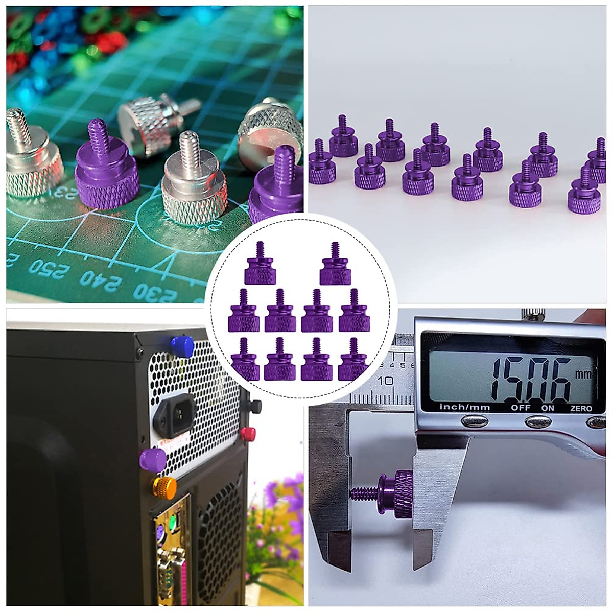 SOLUSTRE 10PCS Chassis Thumb Screws Computer Case Screws Computer Case Thumbscrew Knurled Thumbscrews Practical Screw Computer Screws Computer Part Accessories Aluminum Alloy Purple
