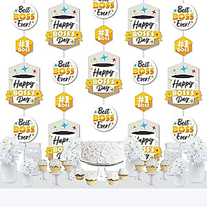 Big Dot of Happiness Happy Boss’s Day - Best Boss Ever DIY Dangler Backdrop - Hanging Vertical Decorations - 30 Pieces