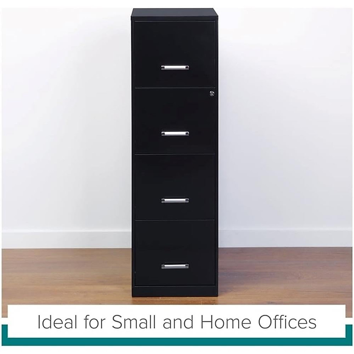 Scranton & Co 18" 4 Drawer Metal Letter File Cabinet in Black