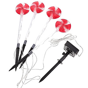 PRETYZOOM Solar Pathway Lights 1 Set Christmas Pathway Marker Light LED Solar Powered Xmas Candy Lollipop Ground Plug Light Lollipops Peppermint Sign for Home Garden Patio Solar Lights