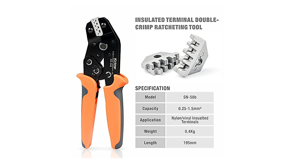 iCrimp SN-58B 0.25-1.5MM², AWG24-16 Non-insulated Crimper for Dupont Jumper Wire EPS PCIE SATA ...