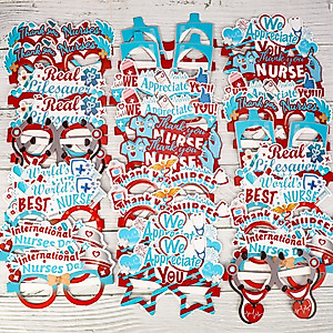 HOWAF 30pcs Thank You Nurses Paper Frames Photo Booth Props Glasses, Nurse Appreciation Party Favors Eyeglasses, RN Graduation Glasses for Nurse Themed Party Favors Gift