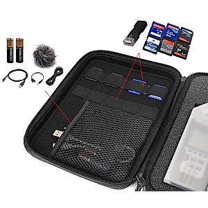 Professional Portable Recorder Case with DIY foam inlay for ZOOM H1, H2N, H5, H4N, H6, F8, Q8 Handy Music Recorders, Charger, Mic Tripod Adapter and Accessories (Polyester Black)