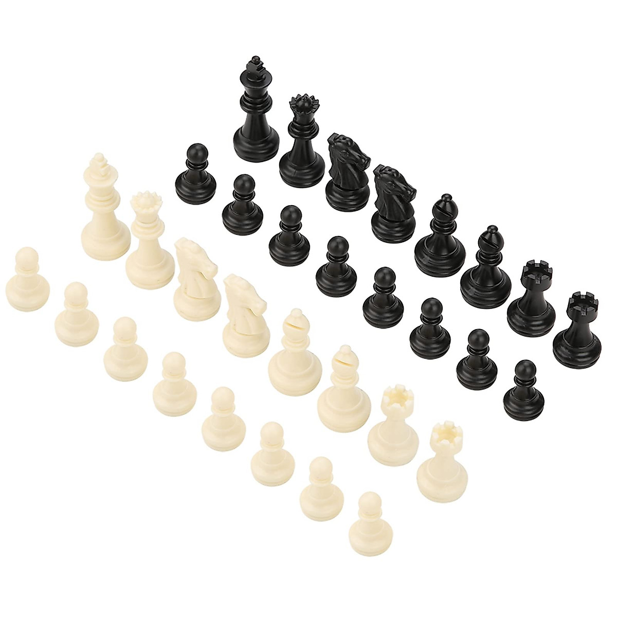 Tournament Chessmen Full Set of 32 Black & White Chess Pieces International 32 Standard Chess Pieces Replacement Cast Plastic Chess Pieces without Checkerboard 1.93Inch 49mm Tall