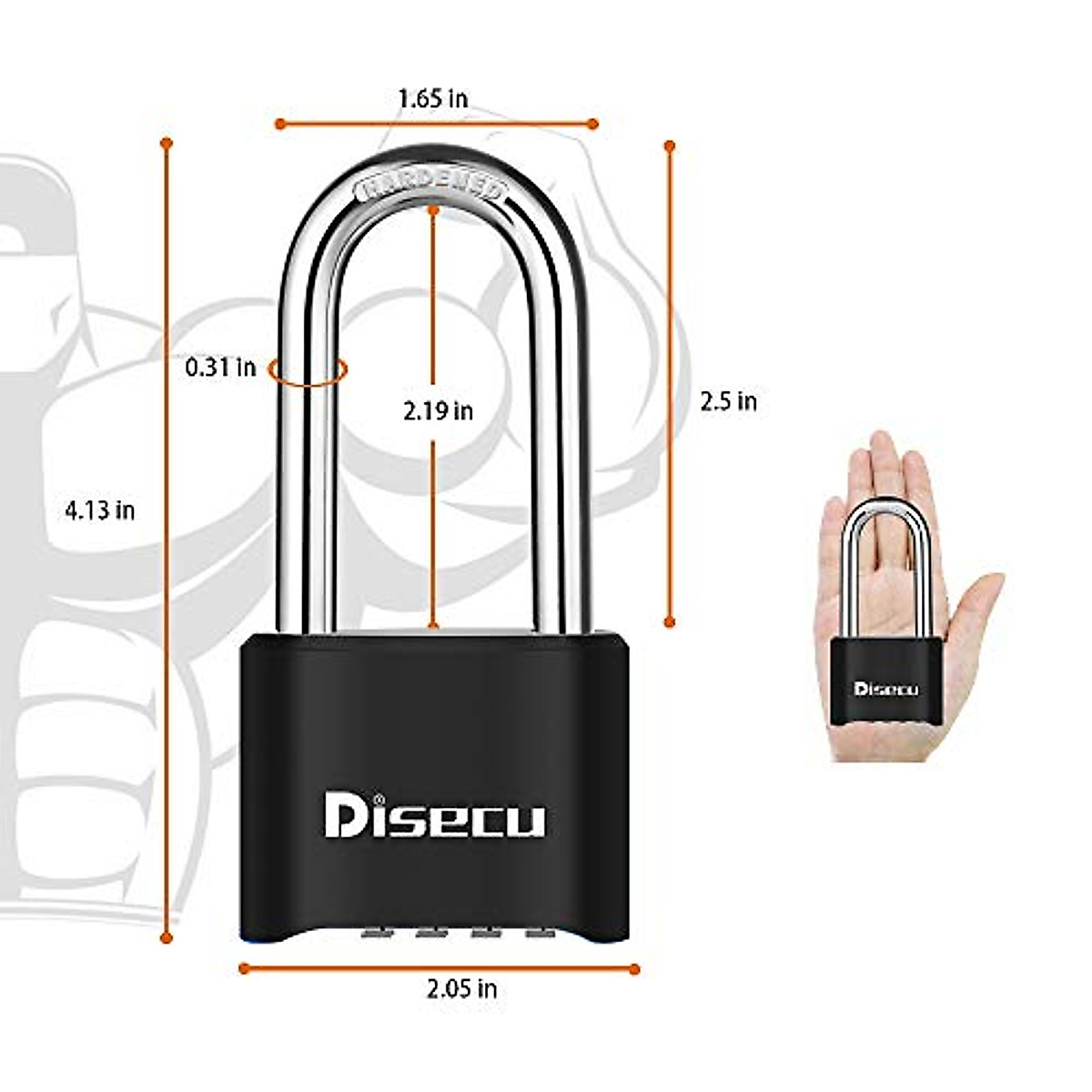 disecu 4 Digit Heavy Duty Combination Lock 2.5 Inch Long Shackle Outdoor Waterproof Padlock for School Gym Locker, Sports Locker, Hasp Storage, Fence, Gate, Case, Toolbox, Bike (Black)
