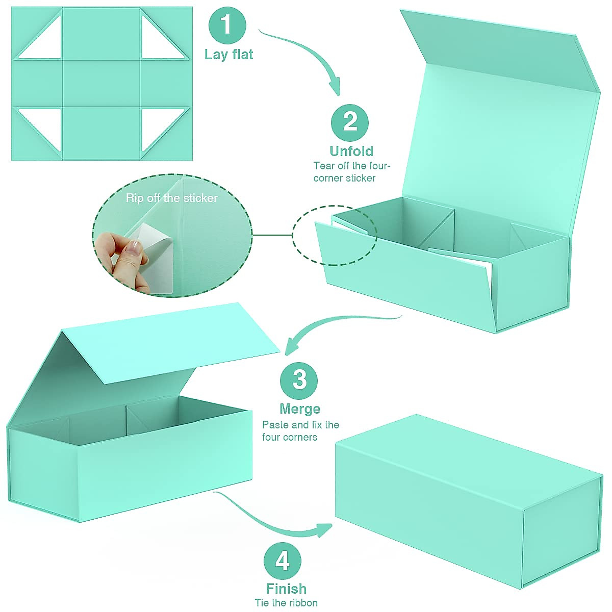 MONDEPAC Gift Box 12" x 6" x 4" with Magnetic Closure Lid Gift Box for Presents,Bridesmaid Gifts Box, Magnetic Gift Box for Gifts,Birthday Gift Box,Magnetic Gift Box for Wrapping Gifts (Sky Blue)