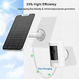 4W Solar Panel Charging Compatible with Stick Up Cam 2nd & 3rd Gen & Spotlight Cam Battery,3.5mm DC Plug to Device，IP65 Weatherproof,Includes Secure Wall Mount(White) (1)