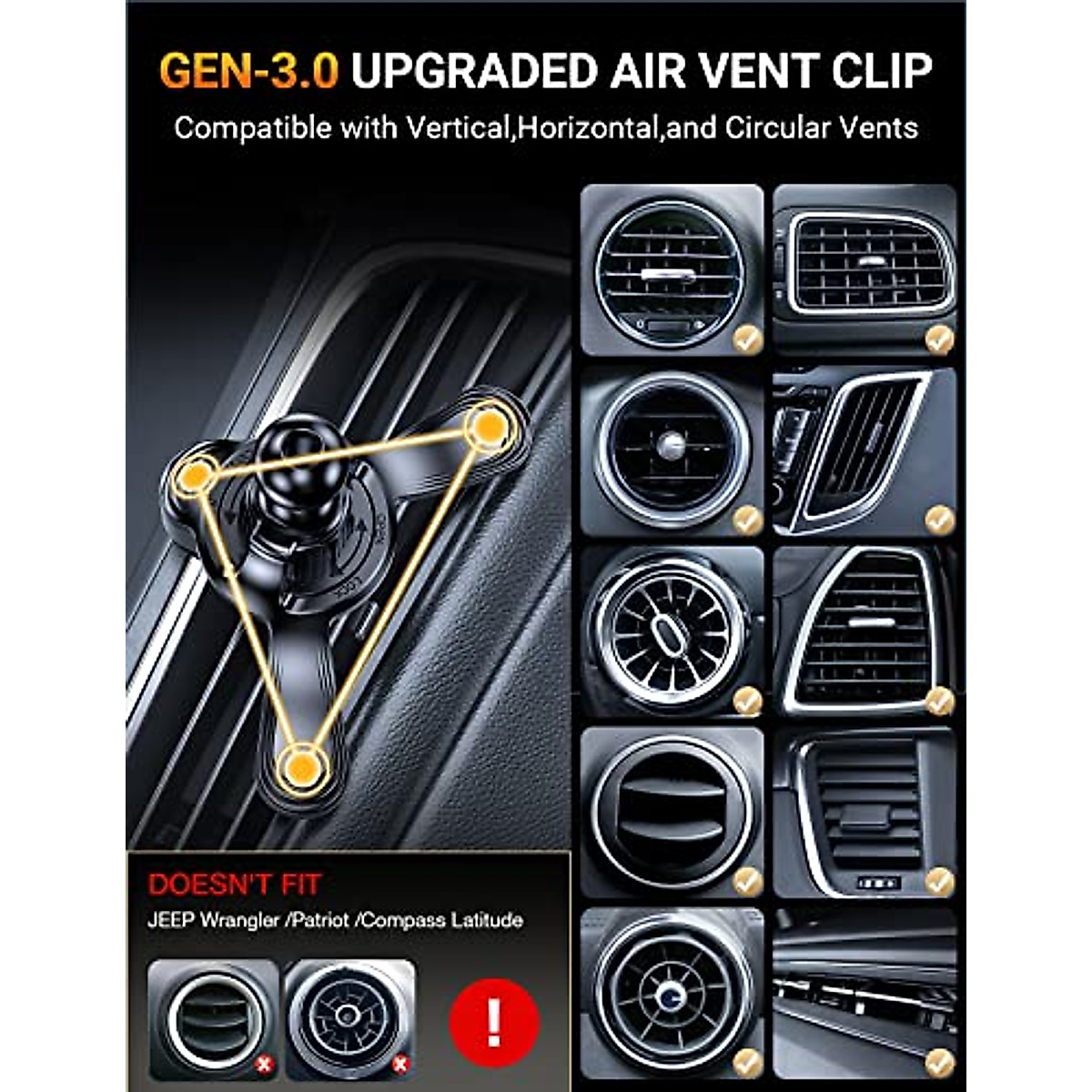 TORRAS Phone Holder for Car [Vertical & Circle Friendly] Universal Stable Car Phone Mount Air Vent Sturdy Hook Automobile Cradle Fits for iPhone 14 13 12 11 pro max Samsung S22 S21 Ultra Smartphone