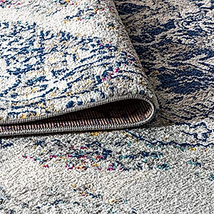 JONATHAN Y MDP203A-5 Modern Persian Boho Vintage Bohemian Indoor Area-Rug Country Easy-Cleaning Bedroom Kitchen Living Room Non Shedding, 5 ft x 8 ft, Cream,Blue