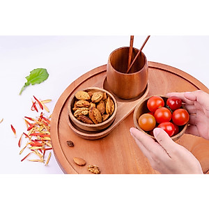 VieWood Small Wooden Bowl Set, Wood Bowls for Condiments, Dip Sauce, Nuts, Ketchup, Jam, Herb, Prep (Round-high 1.57")