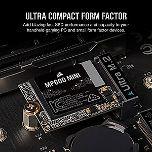 Corsair MP600 Mini 1TB M.2 NVMe PCIe x4 Gen4 2 SSD – M.2 2230 – Up to 4,800MB/sec Sequential Read – High-Density 3D TLC NAND – Great for Steam Deck and Microsoft Surface – Black
