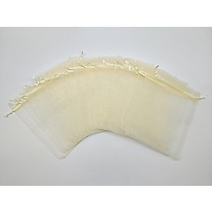 Ankirol 100pcs Sheer Organza Favor Bags 5x7'' for Wedding Bags Samples Display Drawstring Pouches (Champagne)