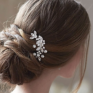 JAKAWIN Bride Wedding Hair Comb Crystal Hair Piece Rhinestone Bridal Hair Accessories for Women HC042 (Silver)
