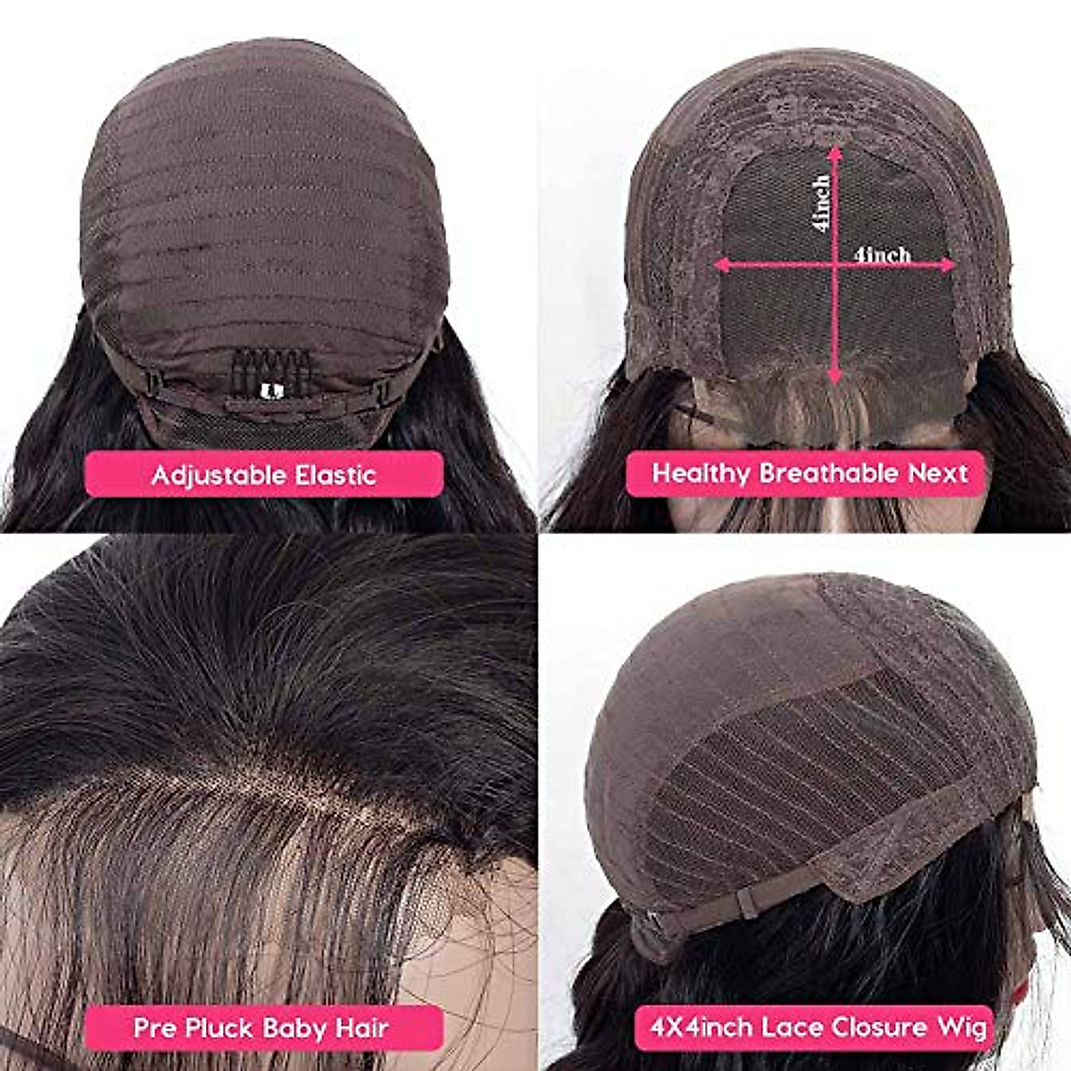 Amanda HD Deep Wave Lace Front Wigs Human Hair Pre Plucked 4x4 Deep Wave Wig 24 Inch Brazilian Virgin 180% Density Wet and Wave Lace Closure Wigs Human Hair for Women Natural Color