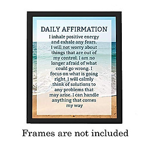 "Daily Affirmations- Self Talk"-8 x 10" Inspirational Poster Print. Motivational Wall Art-Ready to Frame. Ideal for Home Décor-Office Décor. Program Yourself to Win the Day! Great Gift for Graduates.