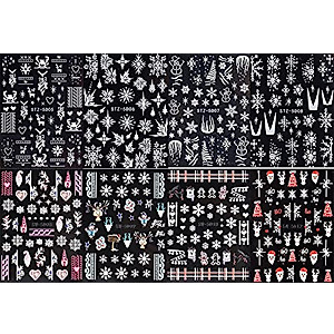 8 Sheets 3D Embossed Snowflakes Christmas Nail Art Stickers Decals 5D Self-Adhesive Pegatinas Uñas White Snowman Snowflakes Heart Nail Supplies Nail Art Design Decoration Accessories