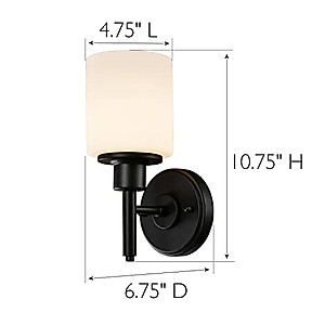 Design House 588210 Aubrey Transitional 1-Light Indoor Wall Light Dimmable Frosted Glass for Hallway Foyer Bathroom, Matte Black