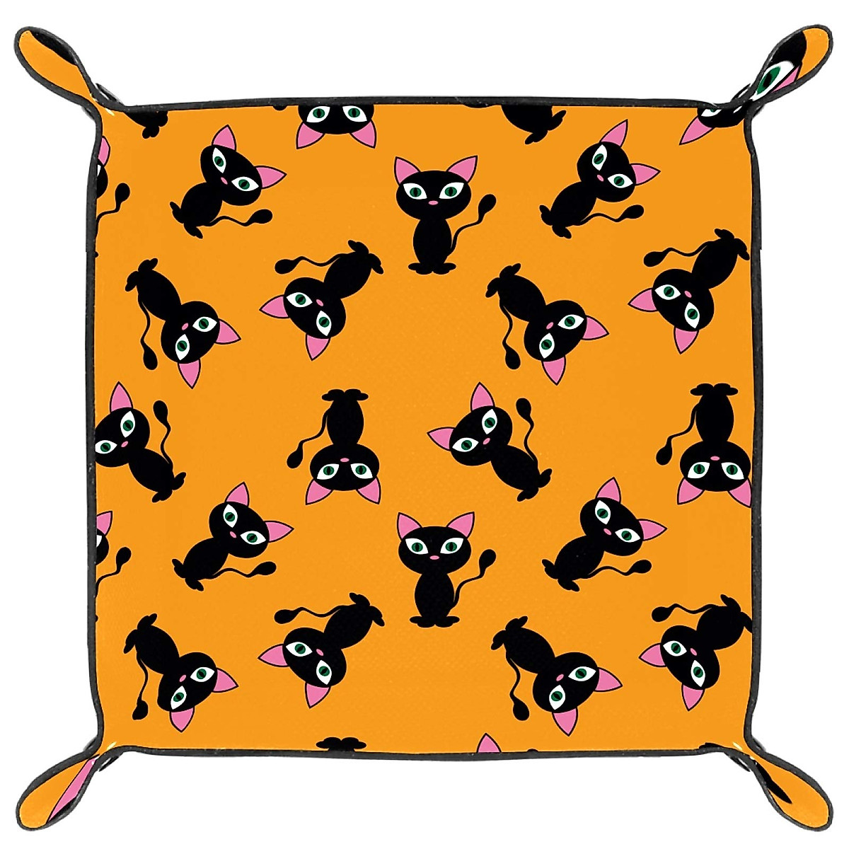 Feichanghao Cute Black Cat Dice Tray Dice Rolling Tray Holder Storage Box Dice Tray for RPG DND Table Games Dice Tray