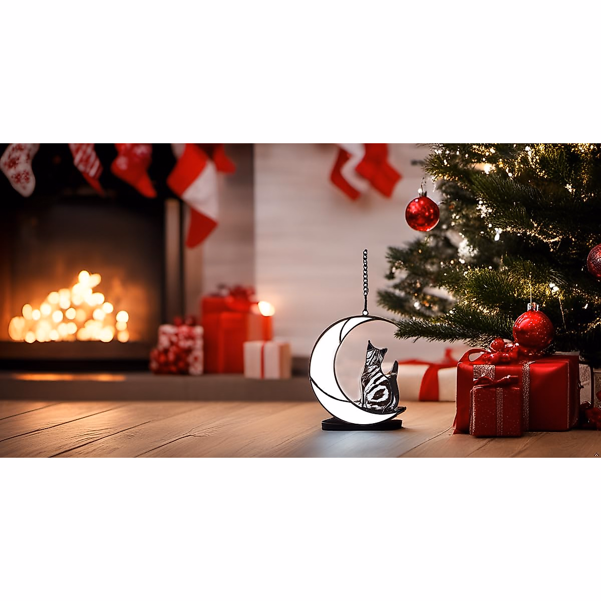 YULAIKUAI Tabby Cat Memorial Suncatcher - Handcrafted Stained Glass Memorial Gifts for Cat Lovers, American Shorthair Cat Keepsake