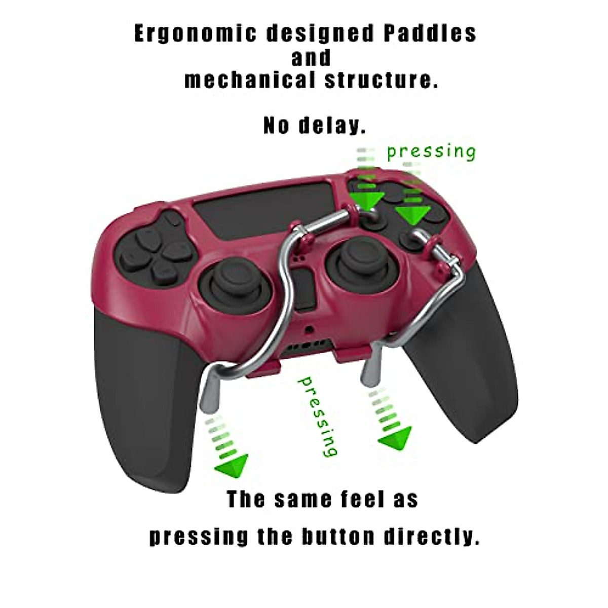 EXknight Leverback FPS Mechanical Paddles Attachment, Back Buttons Gaming Paddles for PS5 Controller (Red)