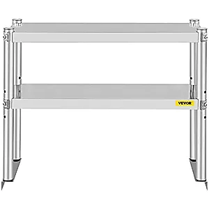 VEVOR Double Overshelf, Double Tier Stainless Steel Overshelf, 30 in. L x 12 in. W Double Deck Overshelf, Height Adjustable Overshelf for Prep & Work Table in Kitchen, Restaurant