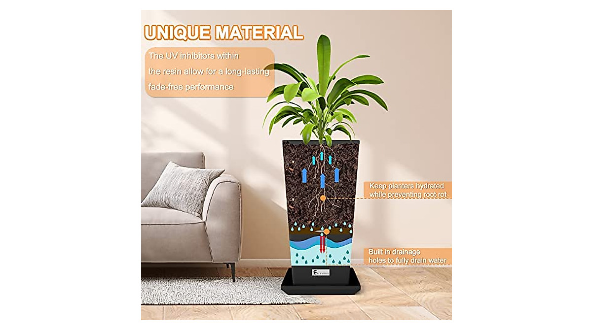 Elevens Large Outdoor & Indoor Planters - Modern V-Shape 27 Inch Pots