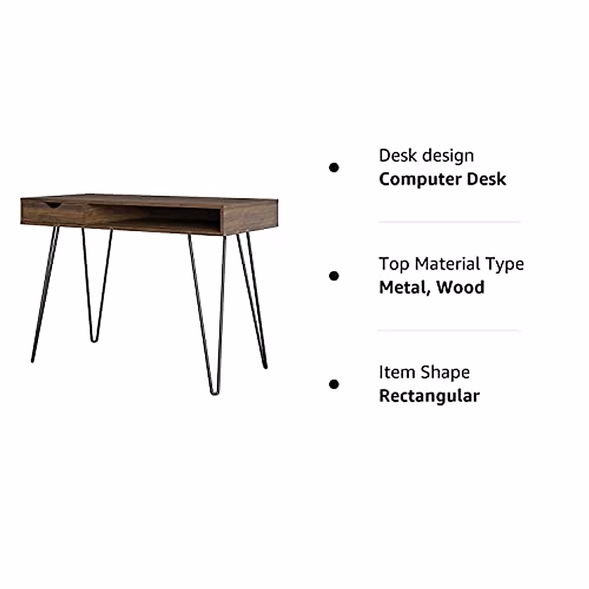 Novogratz Concord Computer Desk with Storage, Walnut