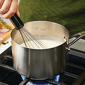 KitchenAid Stainless Steel Saucepan with Measuring Marks and Lid, 2 Quart, Brushed Stainless Steel