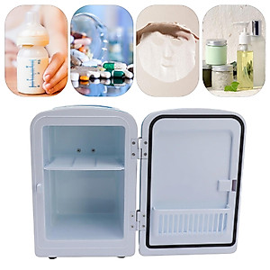 Skincare Fridge, 4L DC12V Mini Portable Compact Personal Fridge Cooler and Warmer, 36W Cosmetic Makeup Mini Fridge for Skin Care, Car Cooler for Bedroom, Dorm, Office, Car, Home (Blue)