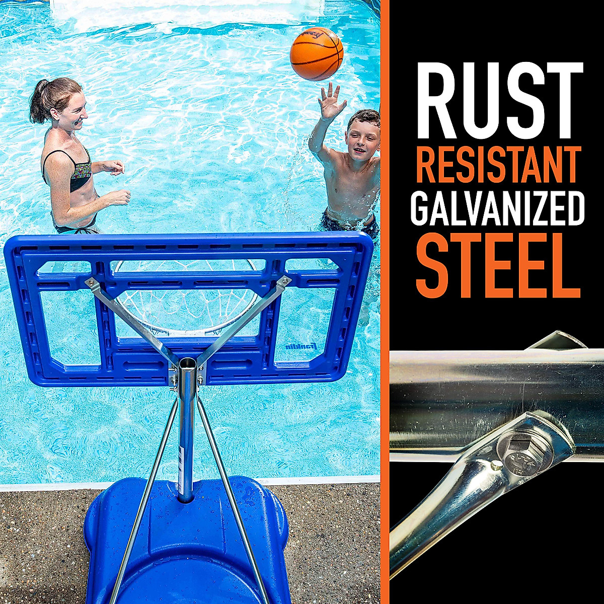 Franklin Sports Pool Basketball Hoop - Waterproof Mini Basketball Hoop for Poolside - Portable 30" Kids Basketball Hoop - Steel Construction - All Ages