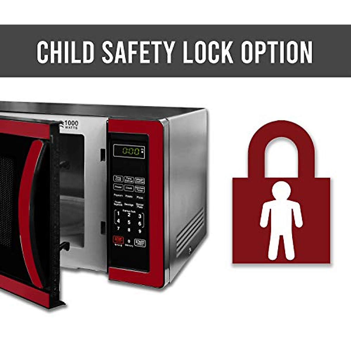 Farberware Classic FMO11AHTBKN 1.1 Cu. Ft. 1000-Watt Microwave Oven with LED Lighting, Metallic Red