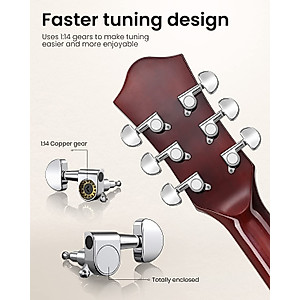 Moukey 41" Acoustic Guitar for Beginners Adults 4/4 Guitarra Acustica with Chord Poster, Gig Bag, Tuner,Steel Strings, Capo, Strap, Natural