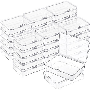 Lainballow 30 PCS Clear Plastic Beads Storage Containers, Small Storage Containers Box, Mini Plastic Case with Hinged Lids, Arts Crafts Storage Box for Beads Earplugs Pins Small Items (4 x 3 x 1)