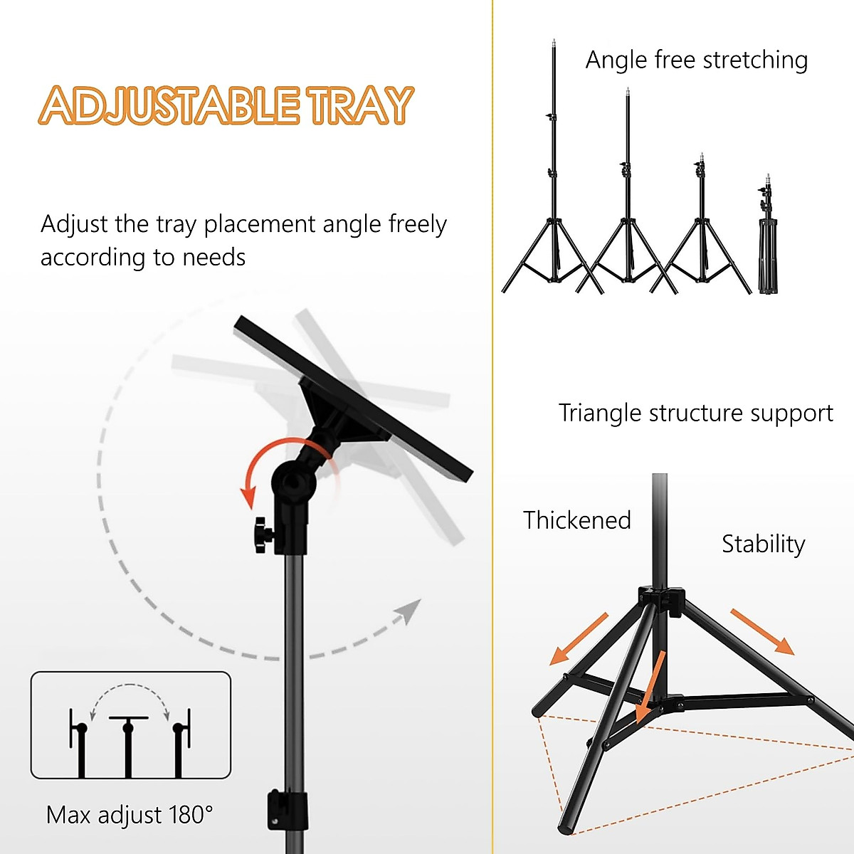 ESDDG Projector Stand Tripod, 23" to 63" Laptop Stand with Tripod Music Stand Tripod for Camera Portable Tripod with Adjustable Height, Projector Tripod Stand