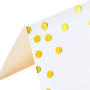 100 Pack Place Cards for Table Setting, Blank Table Name Cards for Wedding, Gold Foil Polka Dot Place Cards for Banquet, Events, Reserved Seating (2 x 3.5 In Folded)