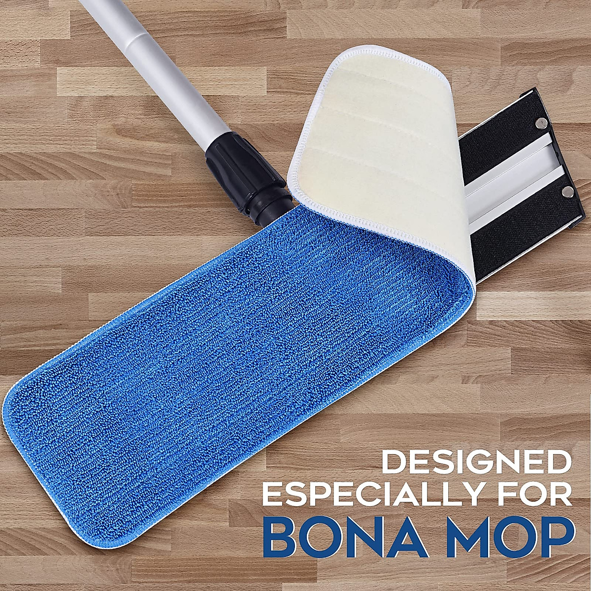 Matthew 18'' Microfiber Spray Mop Replacement Pads Heads for Wet Dry Reusable Mops Floor Home Commercial Cleaning Refills, Machine Washable Fits Compatible with Bona Mop&Most Spray Mops Blue (6 Pack)