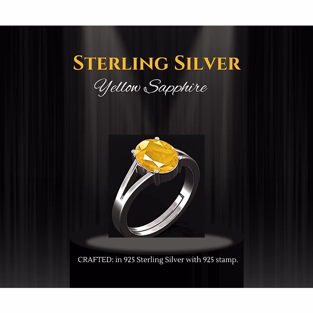 SirDaksh 6.50 Carat 925 Sterling Silver Ring Yellow Sapphire Gemstone Astrological Purpose For Men And Women's