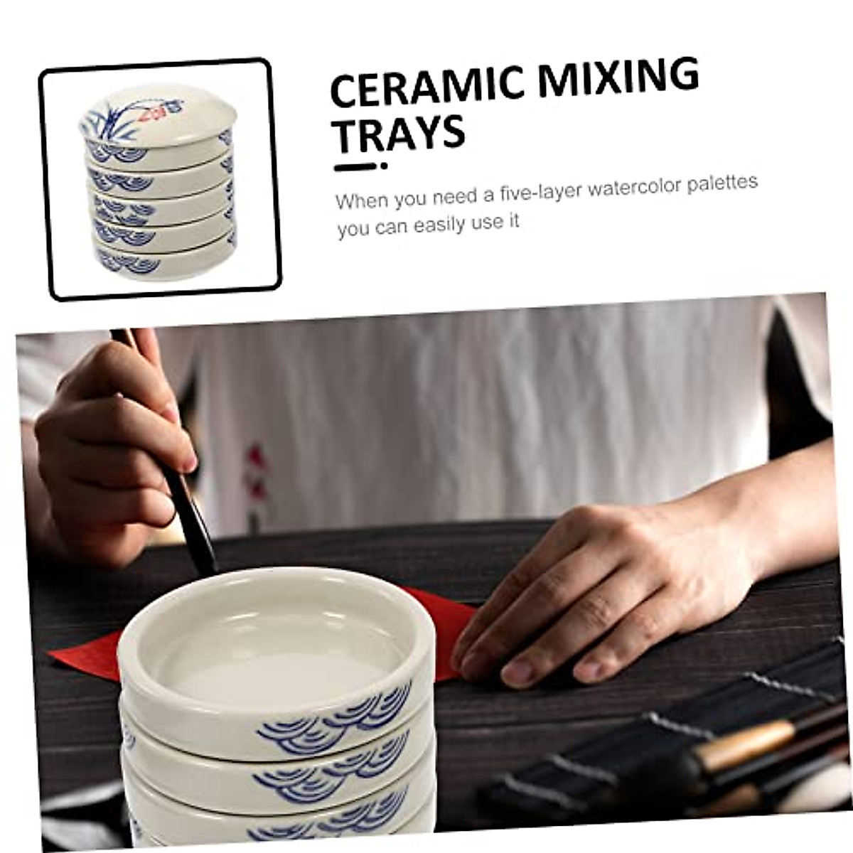 VILLCASE 3 Sets Trays Porcelain Container A Stack-able Students Water Fish White Color Paint -Layer Droplet Holding Artist Mixing Palettes Tray Dish Acrylic Coloring Oil