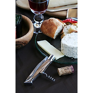 French Home LG052 Connoisseur Pocket Knife with Cork Screw and Olive Wood handle, Wood Grain