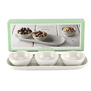 Portmeirion Sophie Conran for Bowl and Tray Set, Porcelain White, 27.5 x 10 x 3.1 cm