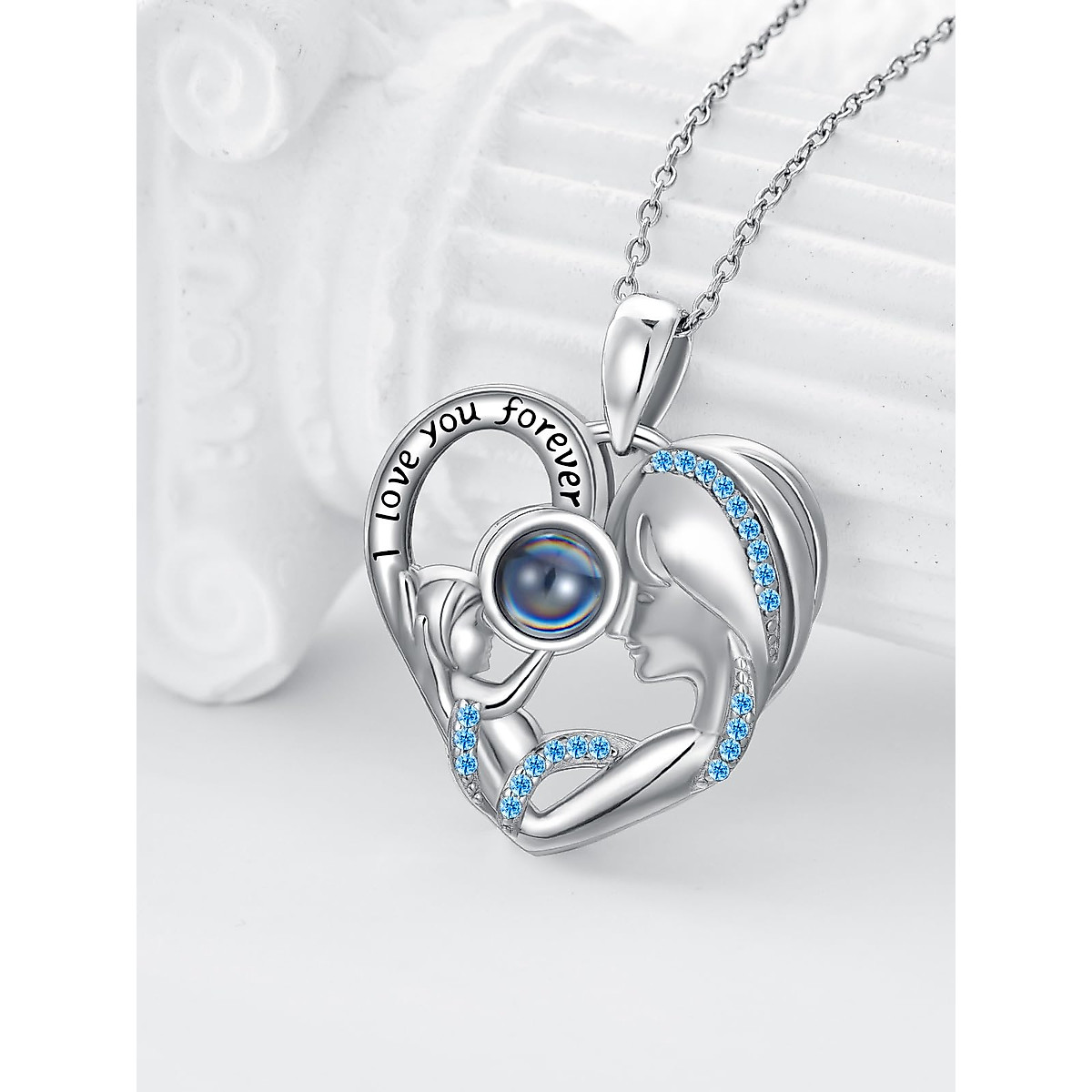 Dorunmo Personalized Photo Projection Pendant Necklace Mother Projection Picture Necklace jewelry Romantic Gifts for Women Birthday Anniversary Mother's Day Gift