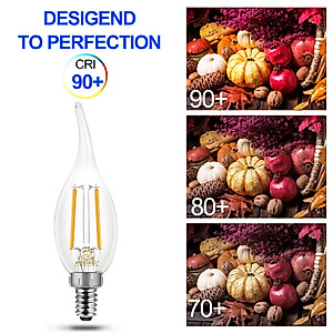 ENERGETIC 12 Pack Dimmable Candelabra Led Light Bulb, CA11 Shape,Flame Tip Style, 60 Watt Equivalent, 2700K Soft White, E12 Base, Led Candelabra Bulb,CRI 90+, UL Listed， Halloween Christmas Decoration