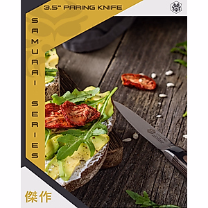 KESSAKU Produce Vegetable Fruit Knife - 6 inch - Samurai Series - Razor Sharp Kitchen Knife - Forged 7Cr17MoV High Carbon Stainless Steel - Wood Handle with Blade Guard