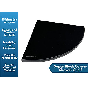 Threshold.Shop 9 Inch Super Black Engineered Marble Corner Shower Shelf Bathroom Caddy, Wall Mounted Shower Shelf, Classic Flatback Design (2)