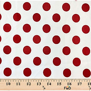 Polka Dot Printed Large White Background 100% Cotton Printed Fabric 58/60" Wide Sold BTY Shirts, Dresses, Apparel, Event Decor (Red)