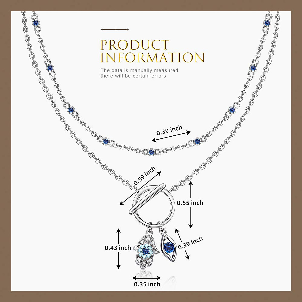 Talonior Layered Hamsa Hand Evil Eye Necklace for Women S925 Sterling Silver Hand of Fatima Necklaces Good Luck Gifts