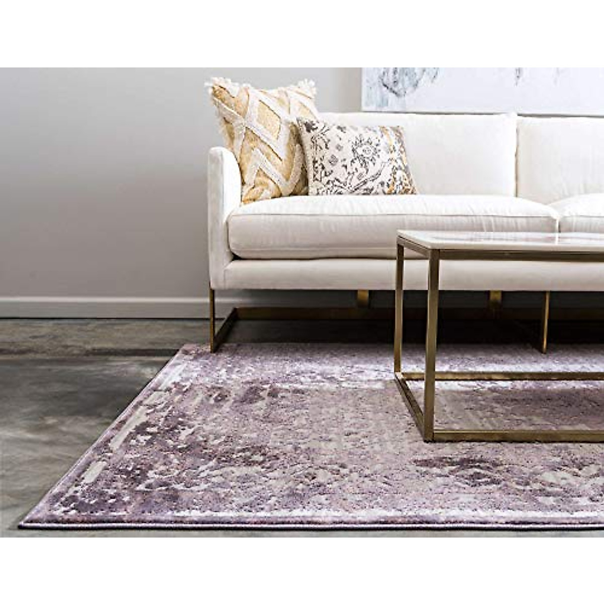 Unique Loom Aberdeen Collection Traditional Vintage Inspired Tone Textured Area Rug, 9 ft x 12 ft, Violet/Ivory